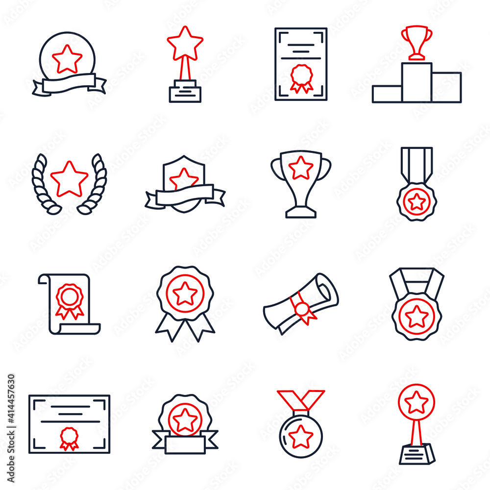 Set of Award icon. Award medal pictograms pack symbol template for ...