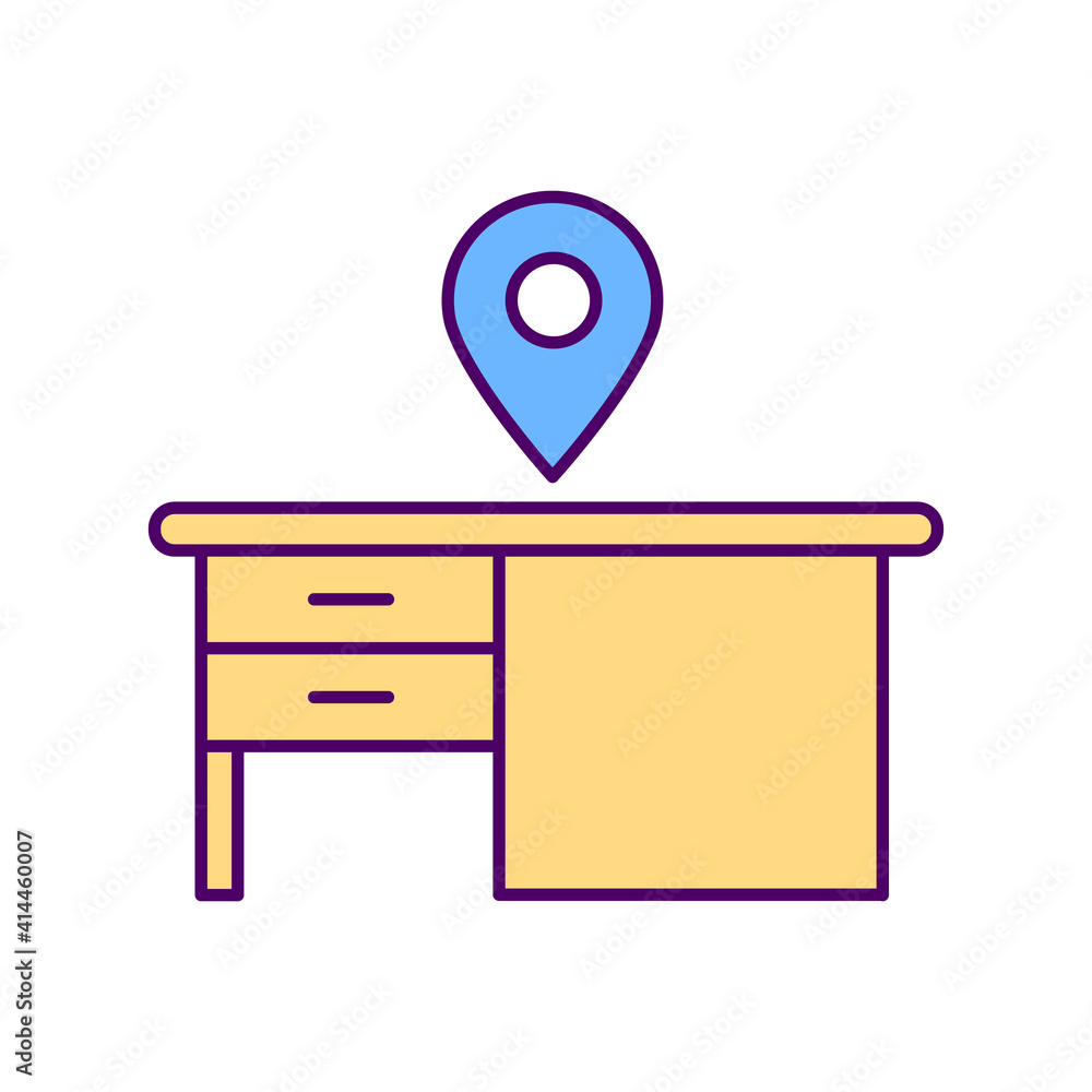 Personal physical workspace RGB color icon. Office table. Comfortable ...