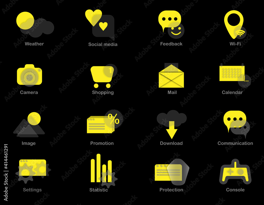 Icons for web. Glassmorphizm icons. Social media. Icons collection ...