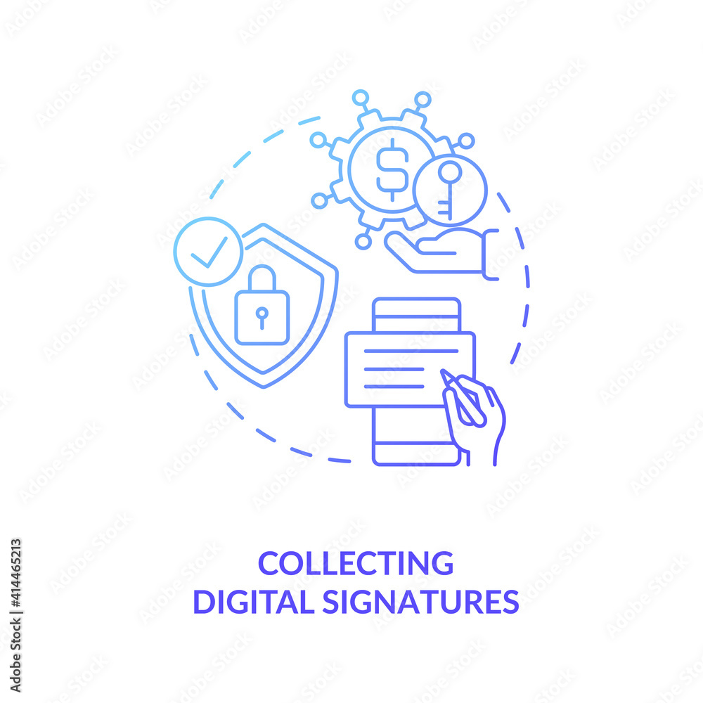 Collecting digital signatures concept icon. Contract management ...