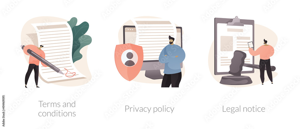 Website disclaimer abstract concept vector illustration set. Terms and ...