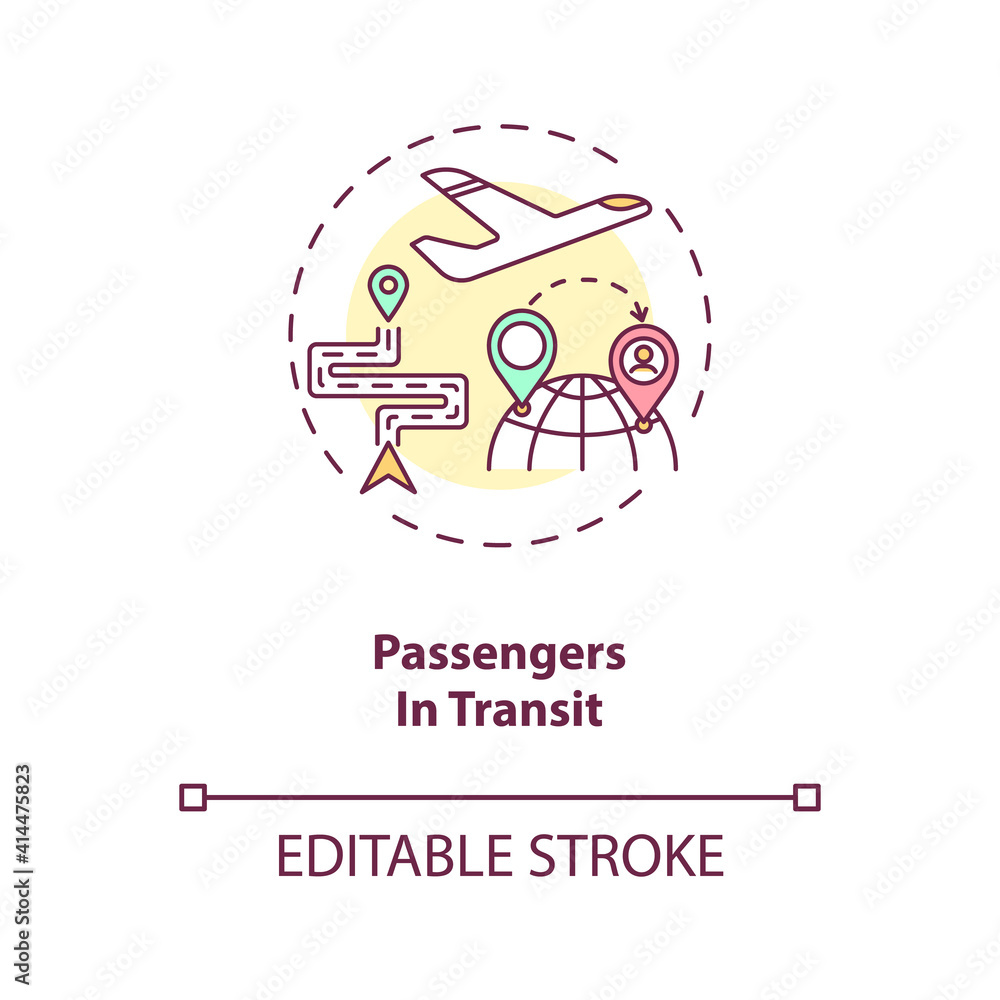 Passenger in transit concept icon. Business travel during covid 19 idea ...