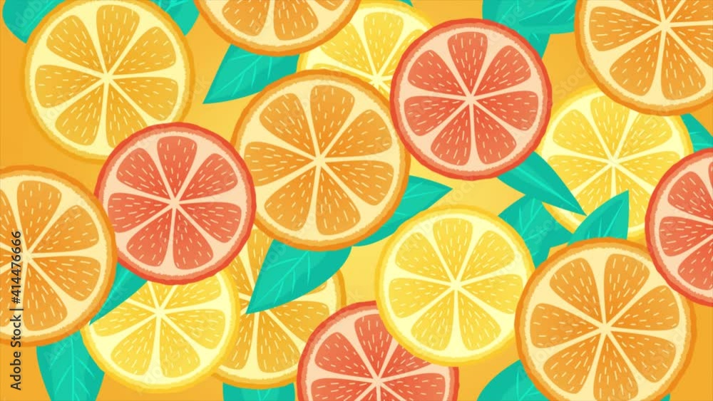 Animation of orange slices. citrus, grapefruit, lemon looped animated ...