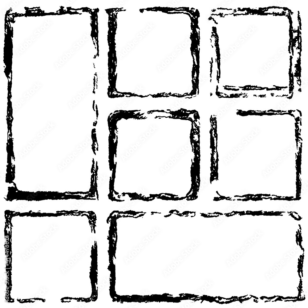 Square vector frame border. Grunge ink illustration. Creative ...