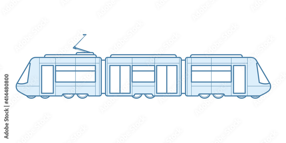 Poster Passenger tram train side view, modern urban streetcar, tramcar ...