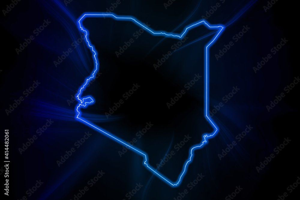 Glowing Map of Kenya, modern blue outline map Stock Illustration ...