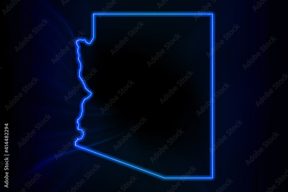 Glowing Map of Arizona, modern blue outline map Stock Illustration ...
