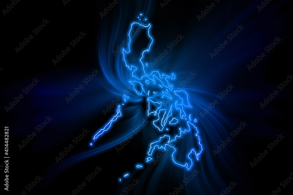 Glowing Map of Philippines, modern blue outline map Stock Illustration ...
