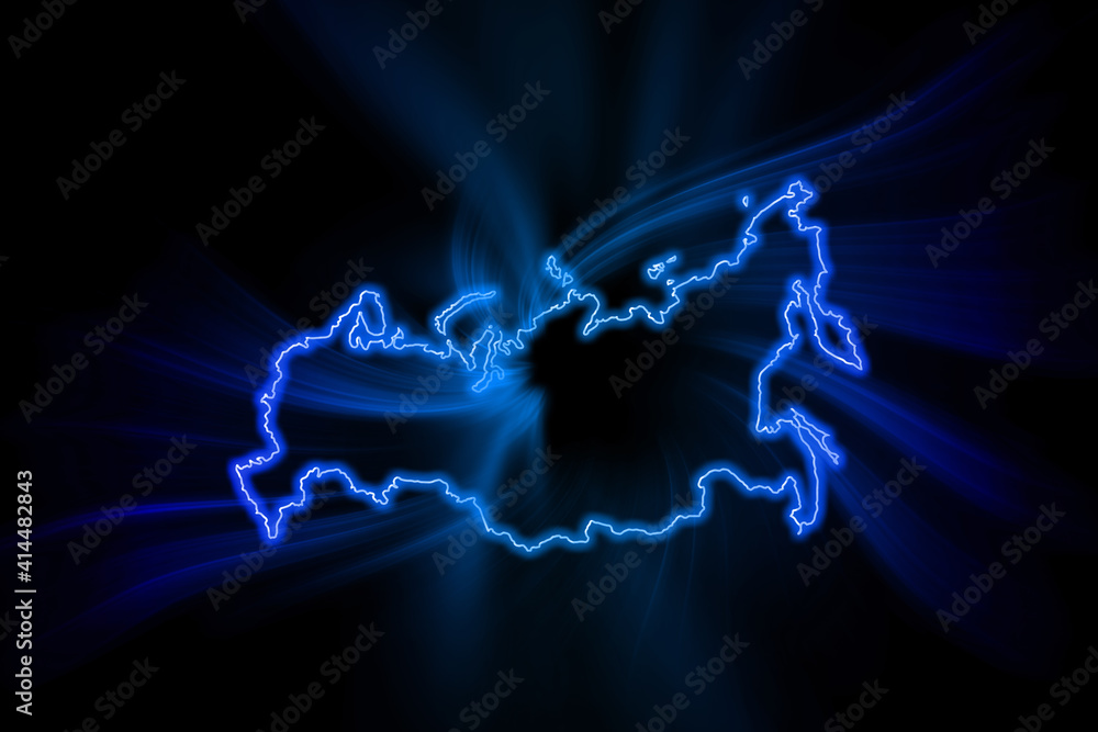 Glowing Map of Russia, modern blue outline map Stock Illustration ...