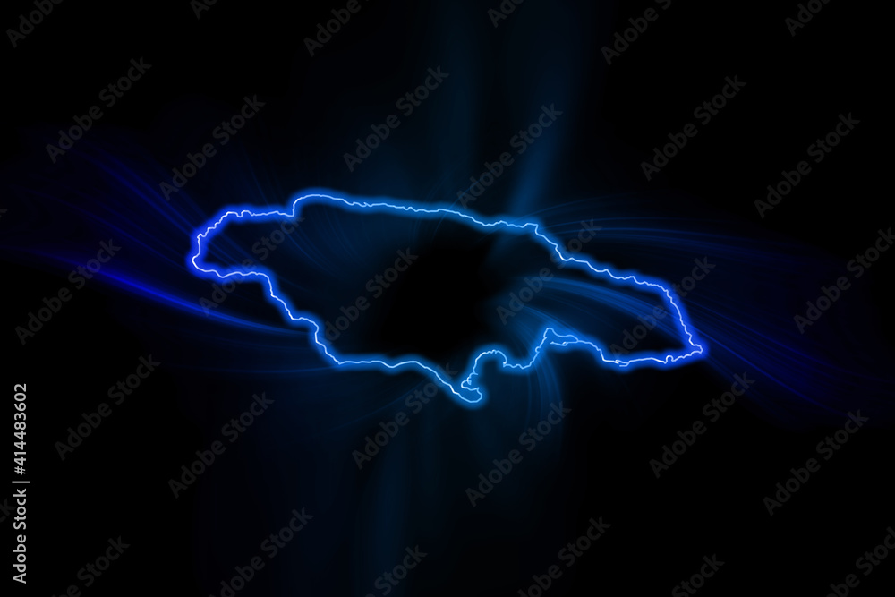 Glowing Map of Jamaica, modern blue outline map Stock Illustration ...