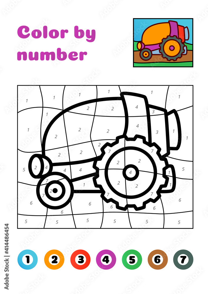 Cartoon purple cosmic car. Color by number. Vector EPS 10 Stock Vector ...