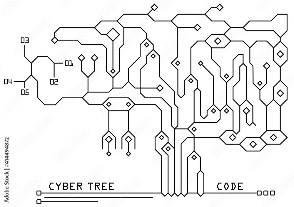 Concept circuit board tree. Futuristic background with tech tree. PCB ...