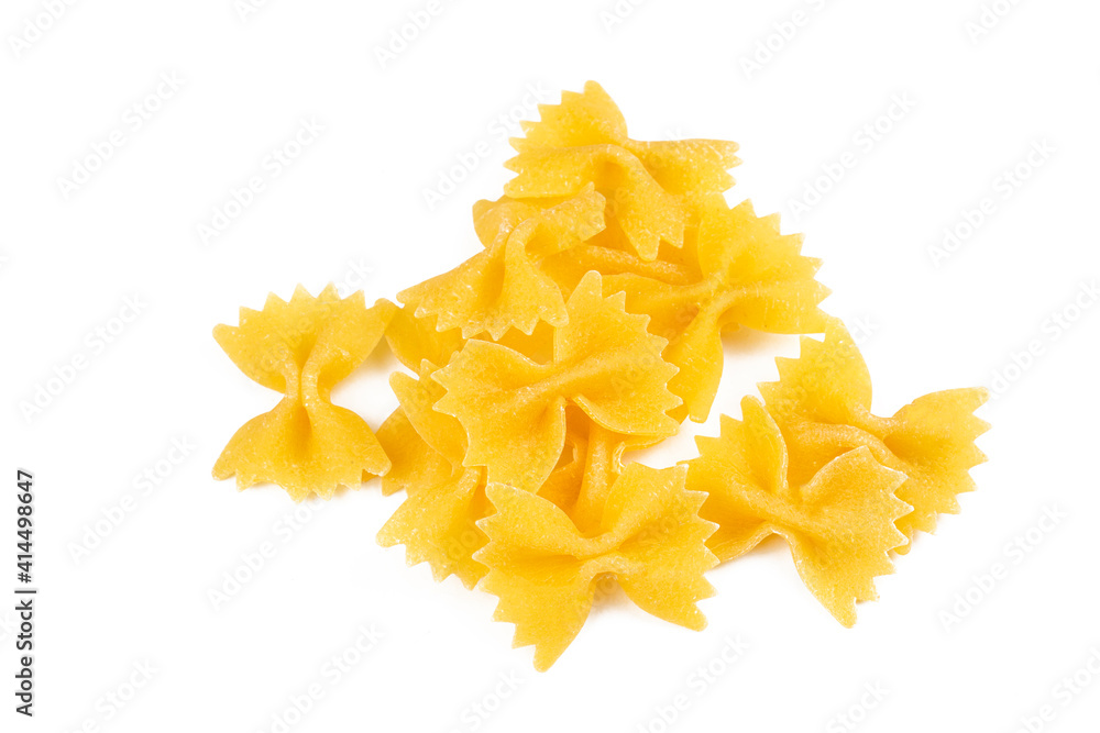 A variety of types and shapes of Italian pasta. Dry pasta bows farfalle ...