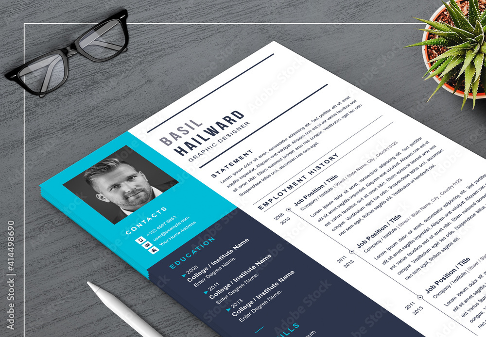 Professional Resume Layout Stock Template | Adobe Stock
