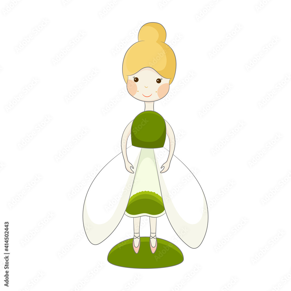 Cute cartoon spring fairy illustration. Fairytail character. Forest and ...