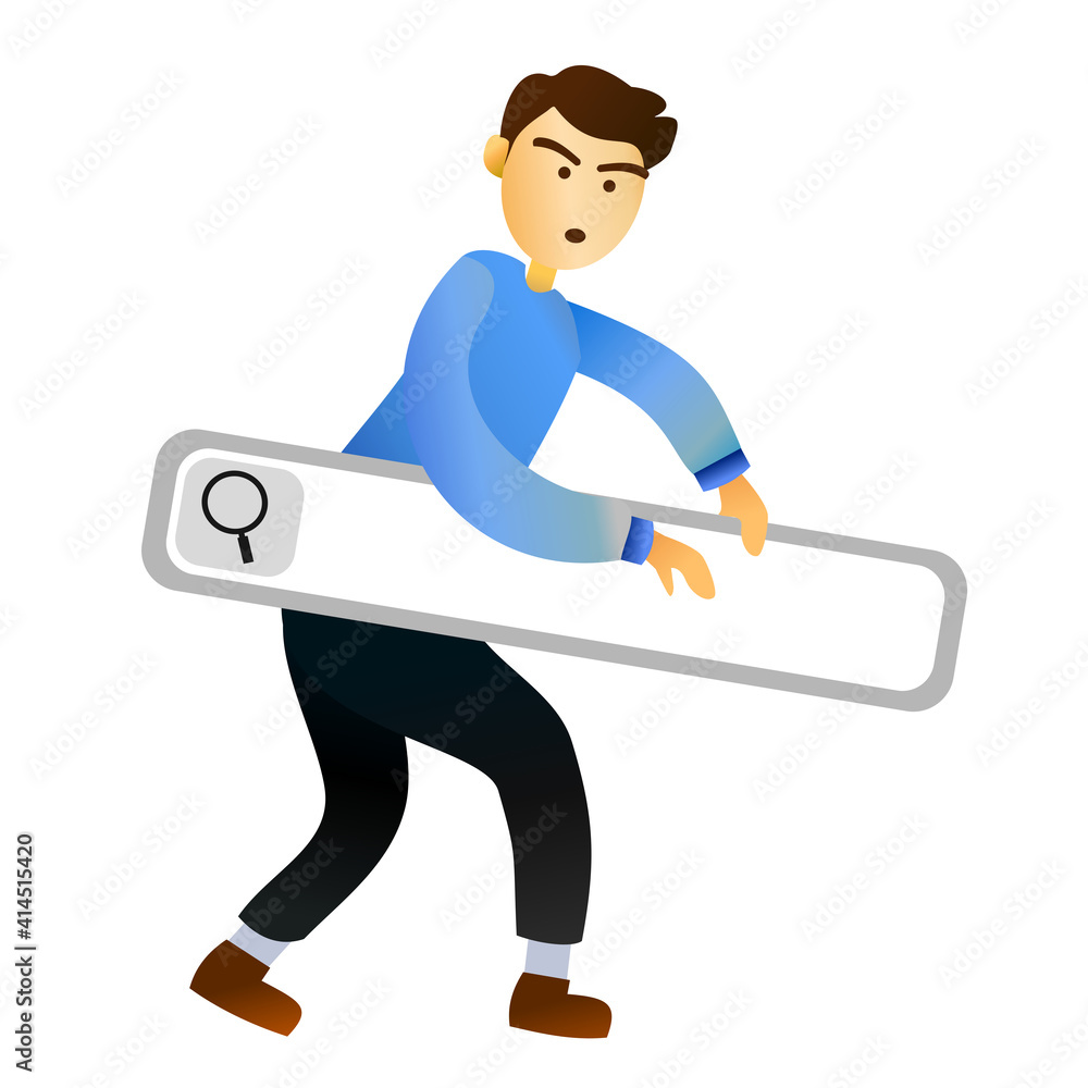 cartoon illustration of a man carrying a search box Stock Vector ...