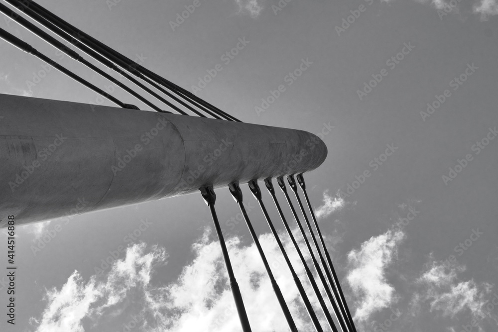 Cable-stayed bridge. Pillar with suspenders. Stock Photo | Adobe Stock