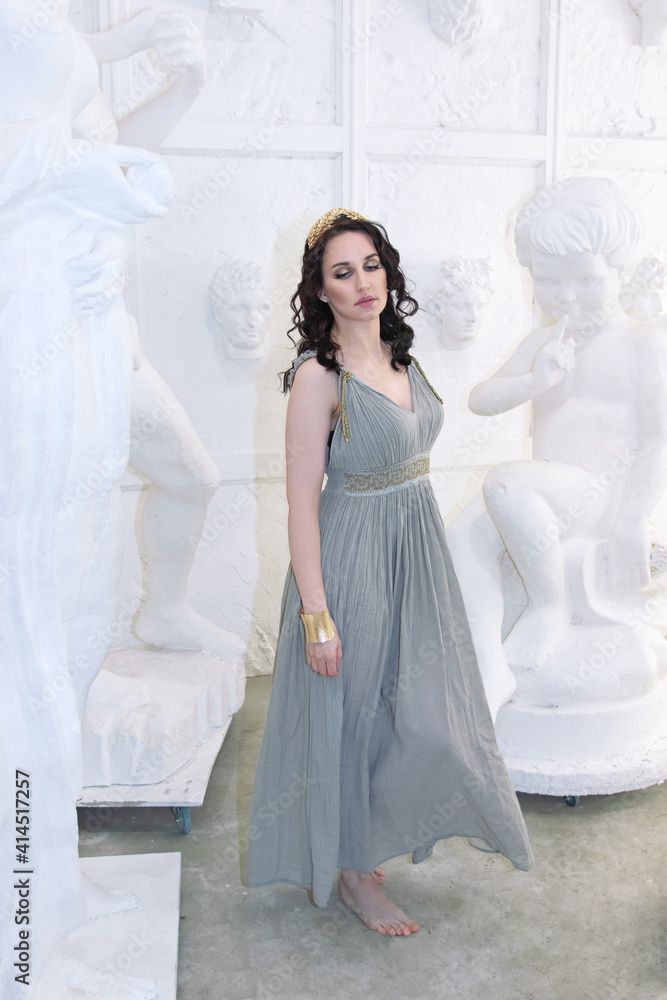 Beautiful Greek goddess woman close up on the white background.Greek ...