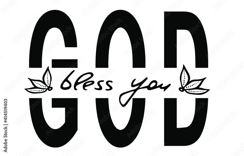 Hand lettering with Bible quote God bless you. Modern brush calligraphy ...