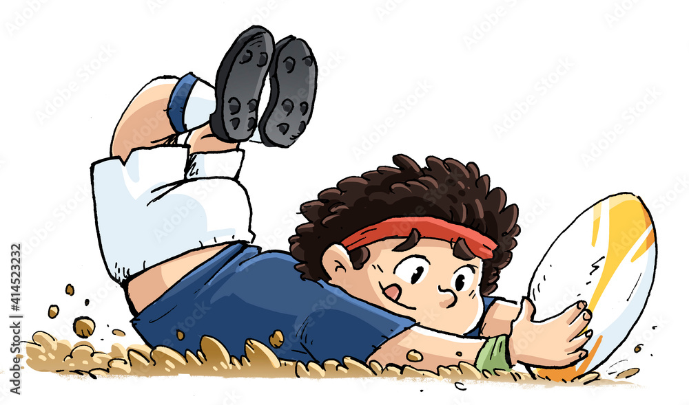 Child rugby player ilustração do Stock | Adobe Stock