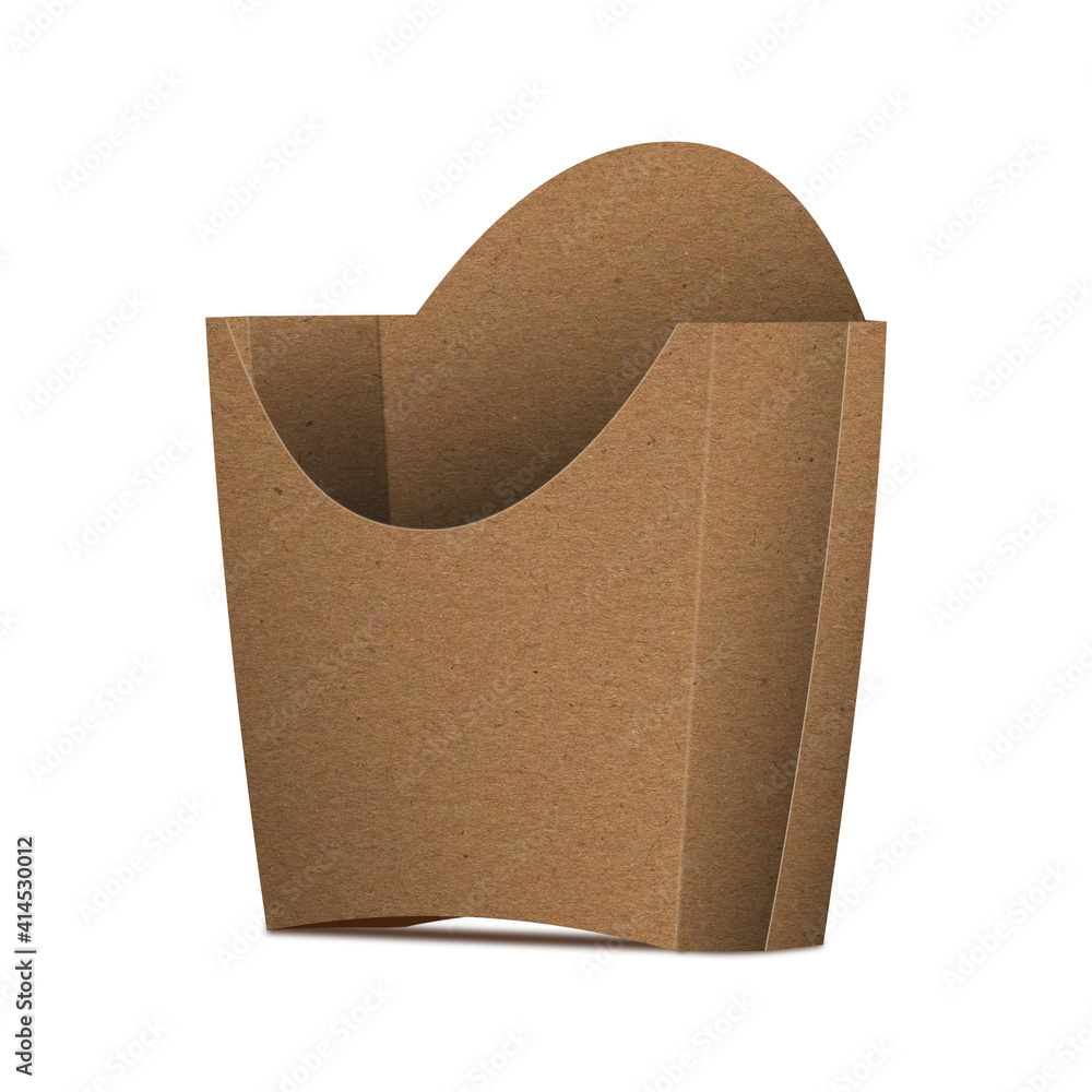 Kraft Paper French Fries Medium Size Packaging Box – Half Side View ...