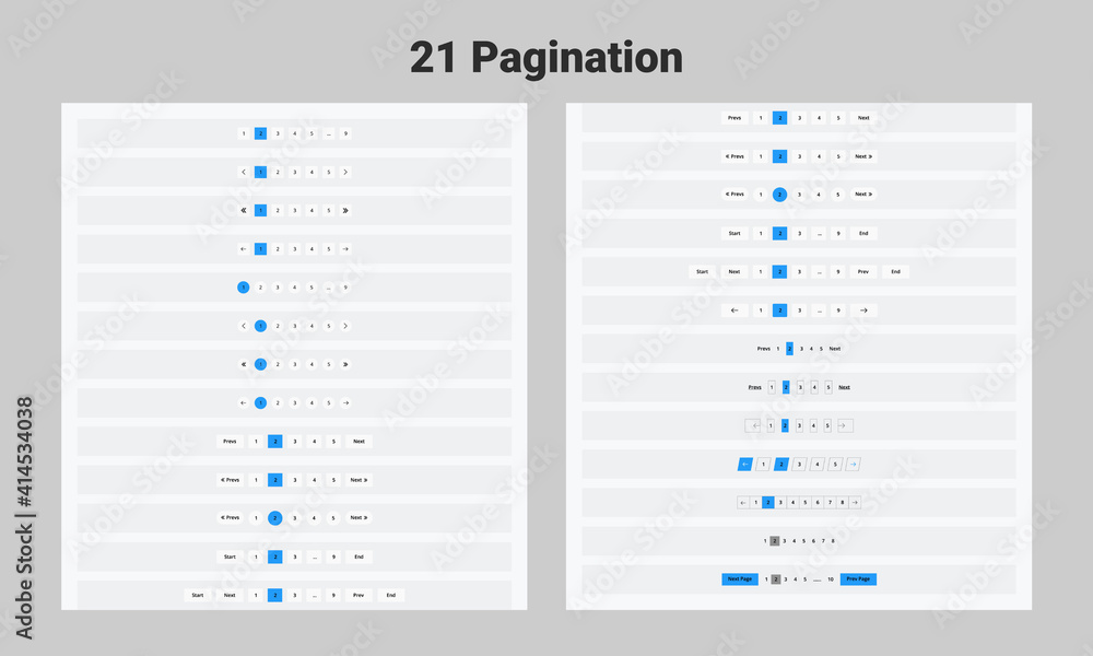 Web UI kit blue pagination for your website Stock Vector | Adobe Stock