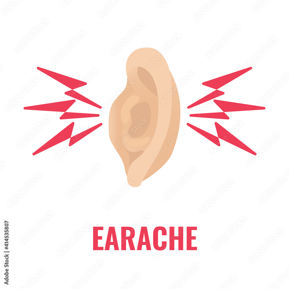 Earache as a symptom of coronavirus. Inner ear inflammation vertigo ...