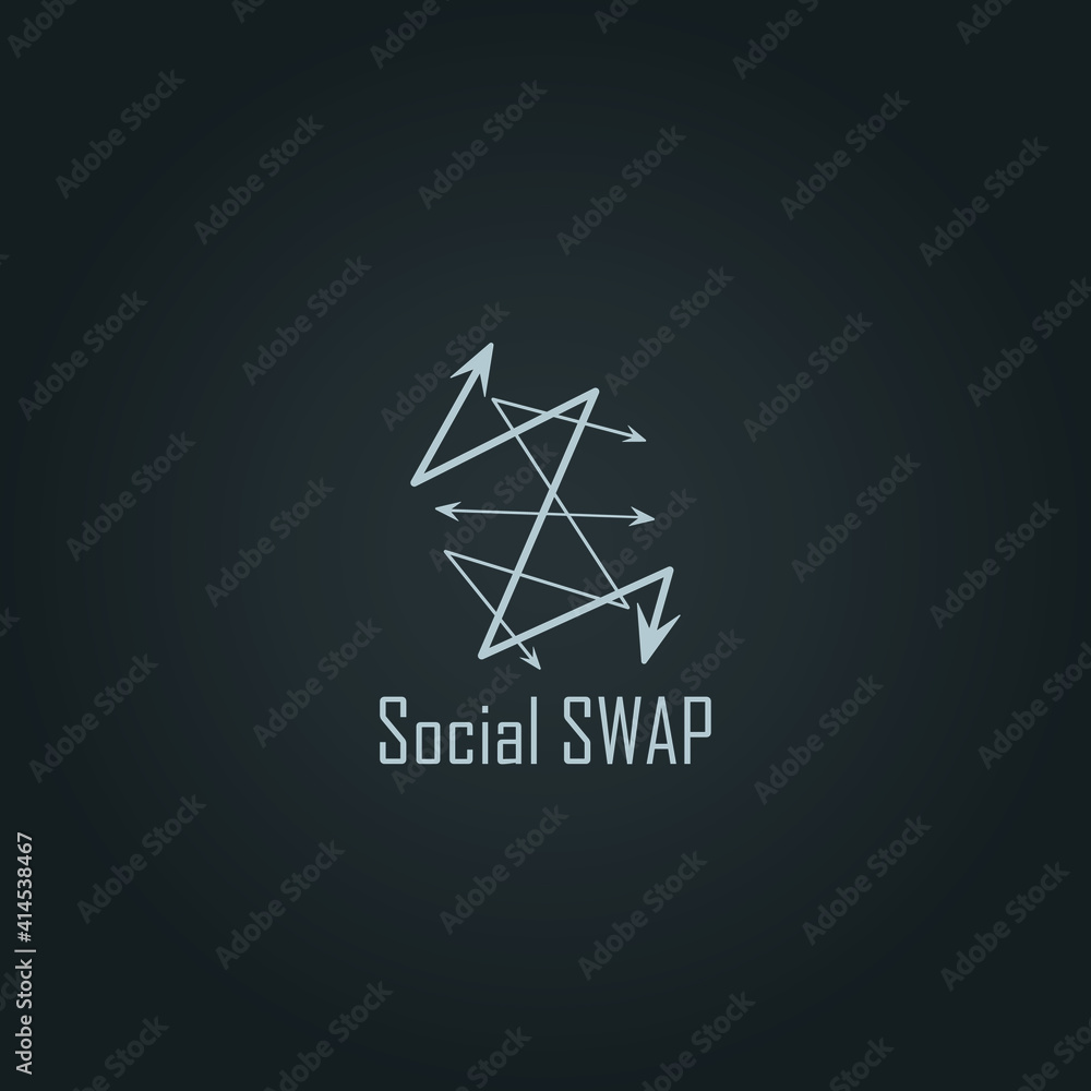 White social swap logo design with black background Stock Vector ...