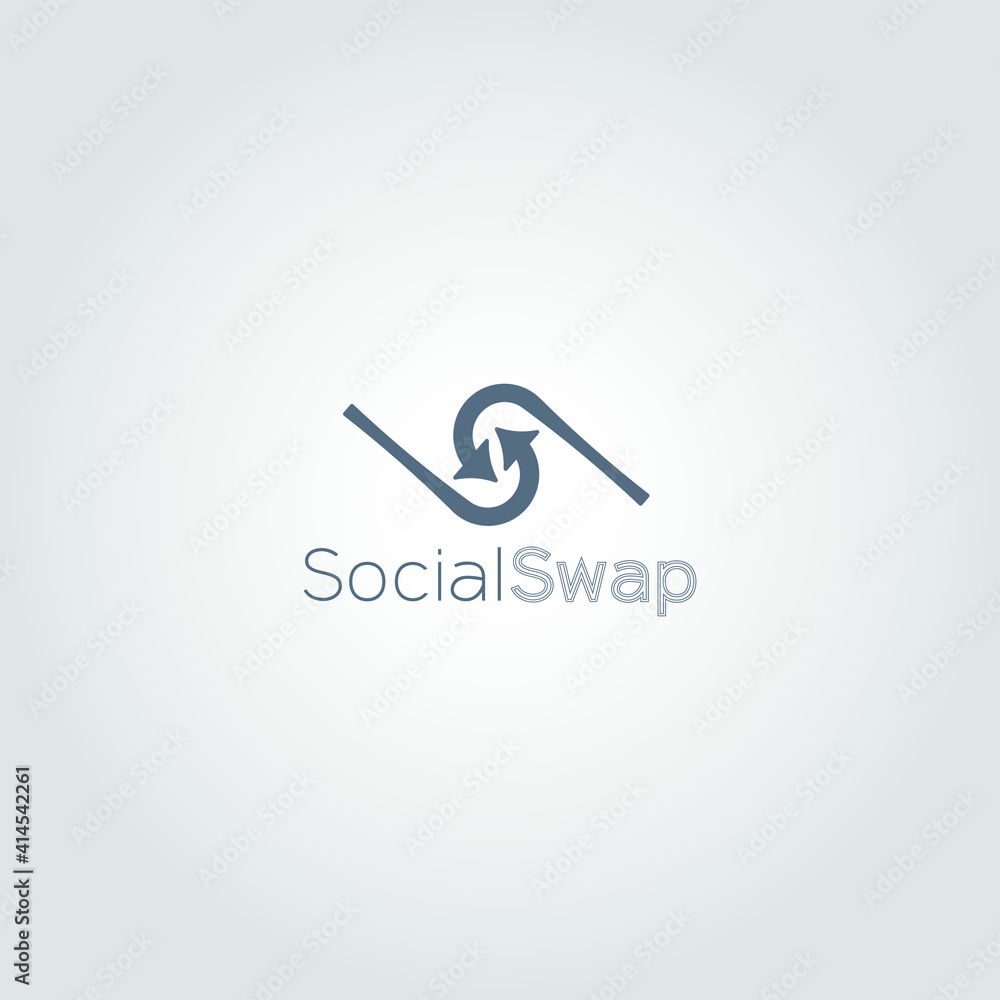 Spiral arrows drawn social swap logo design grey background Stock ...