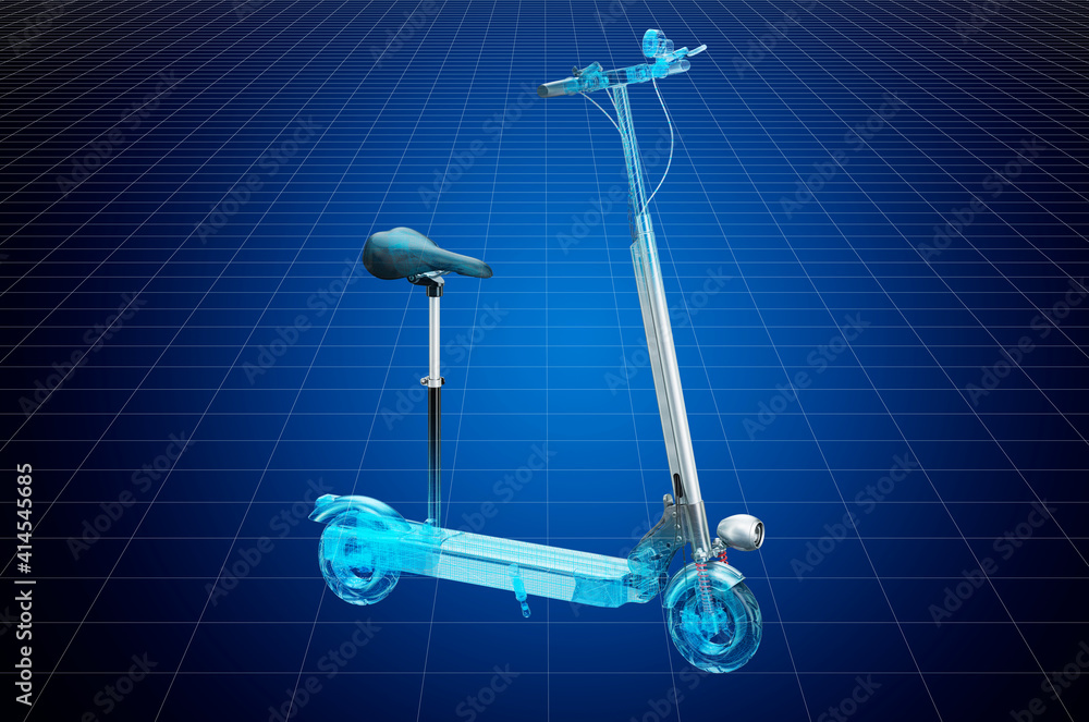 ภาพประกอบสต็อก Visualization 3d cad model of electric scooter ...