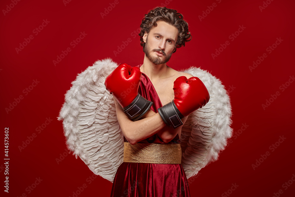 angel in red boxing gloves Stock Photo | Adobe Stock