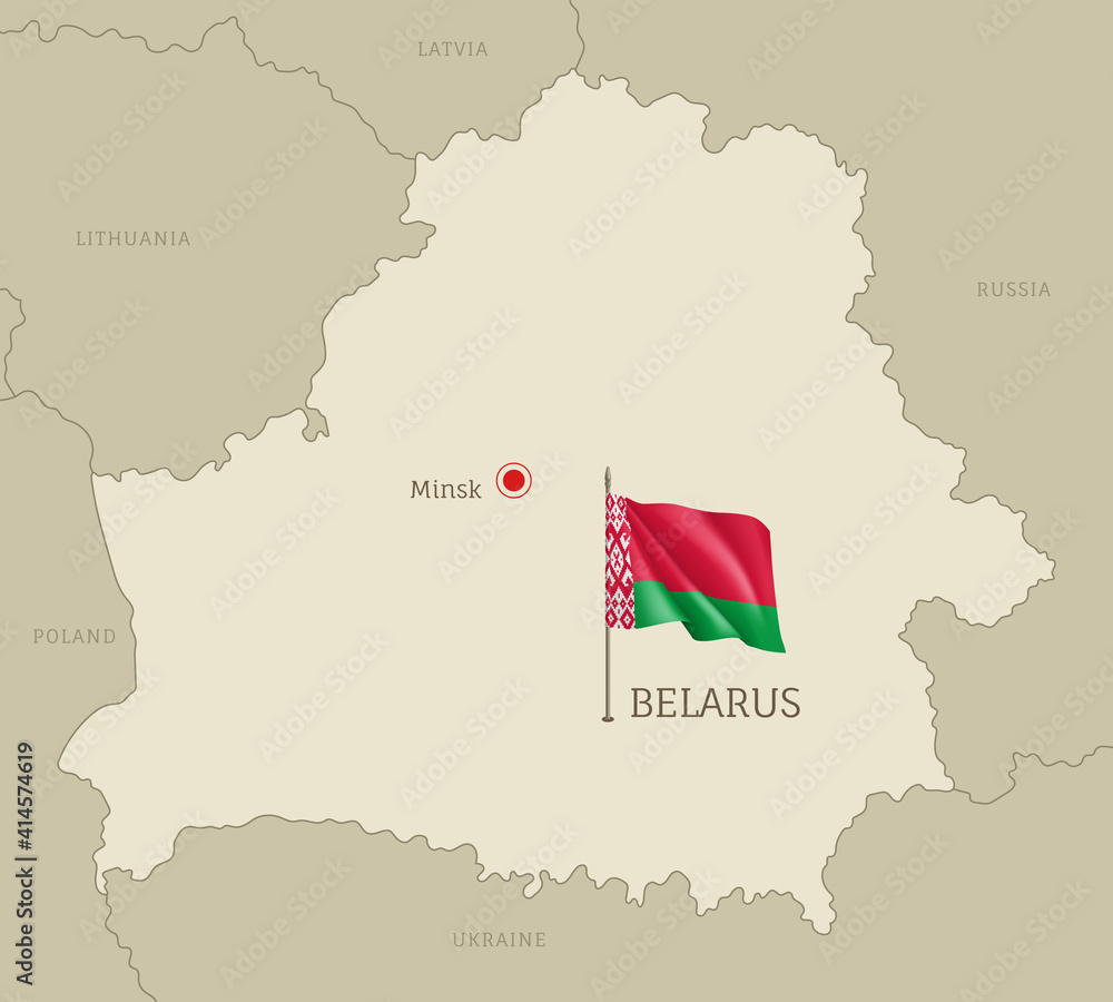 Highly detailed map of Belarus territory borders, East European country ...