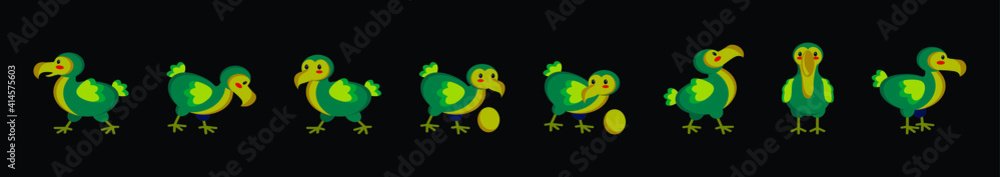 set of dodo bird cartoon icon design template with various models ...