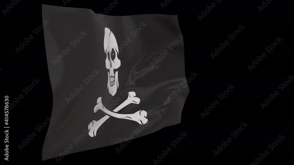 Pirate waving flag seamless loop animation. 4k Alpha Channel ...