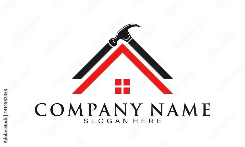Hammer roof house vector logo Stock Vector | Adobe Stock