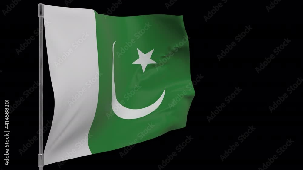Pakistan waving flag seamless loop animation. 4k Alpha Channel ...