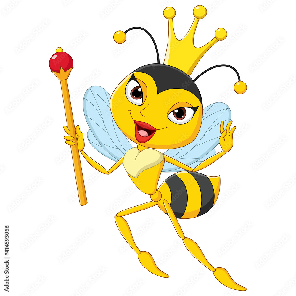 Cartoon Queen Bee holding a scepter Stock Vector | Adobe Stock