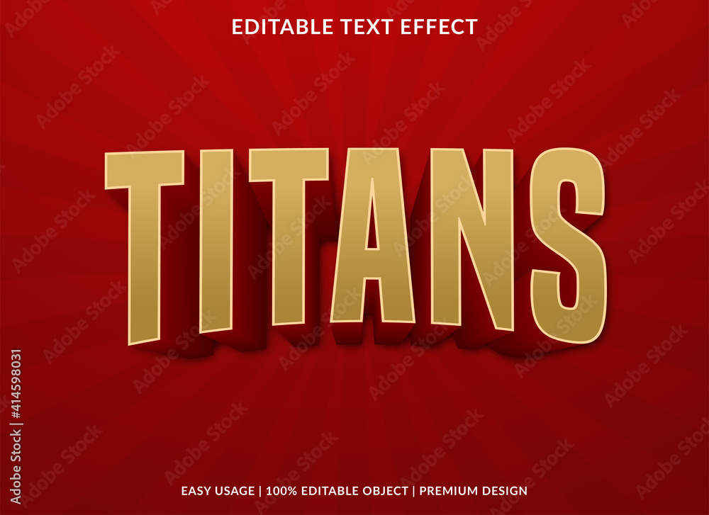 titans text effect template design with bold style and 3d concept use ...