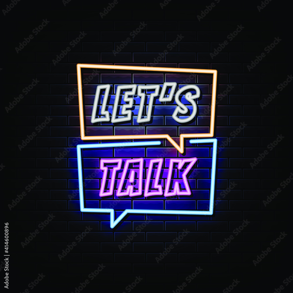 Lets talk neon sign. Vector illustration Stock Vector | Adobe Stock