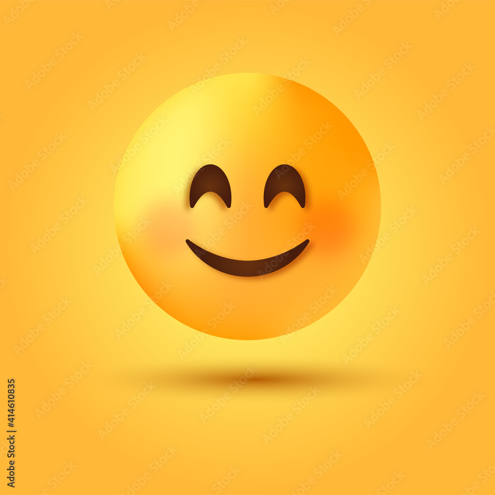 Smiling Face with Smiling Eyes, 3d happy Smiley emoji, cute emoticon ...