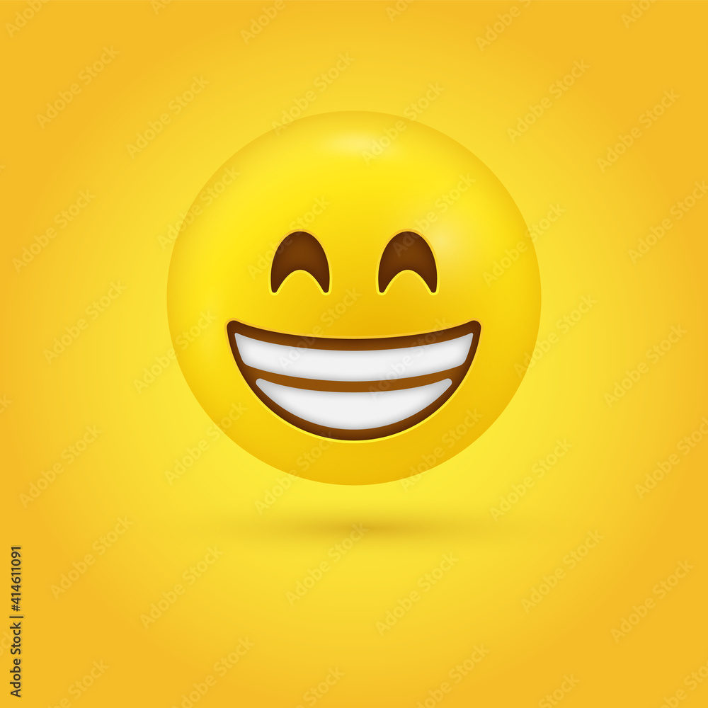 3d Beaming Grinning emoji Face with Smiling Eyes, Smiling Face with ...