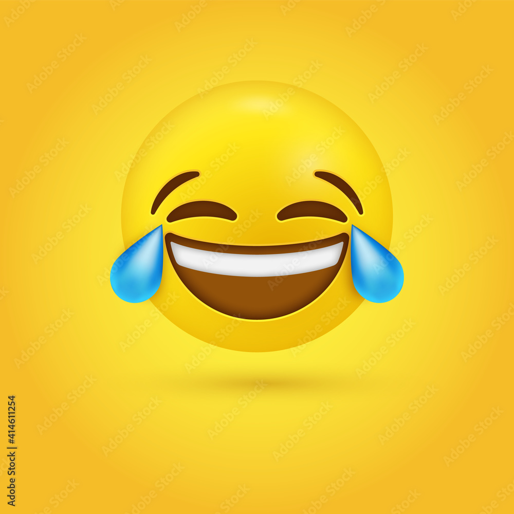 3d Laughing Emoji Face With Tears Of Joy Laugh Crying Emoticon Happy Lol Character Smiling