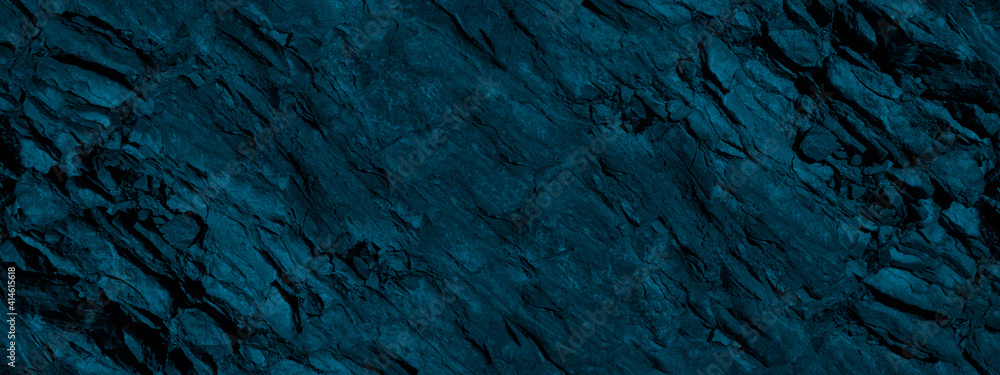 Blue green stone background. Dark blue toned monochrome rock texture ...