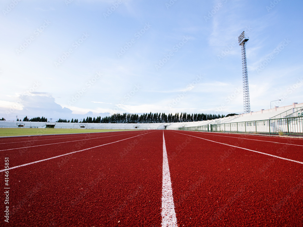 New running track and stadium of Sport Center Stock Photo | Adobe Stock