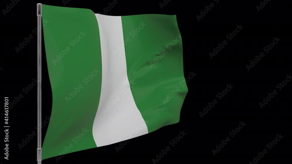Nigeria waving flag seamless loop animation. 4k Alpha Channel ...