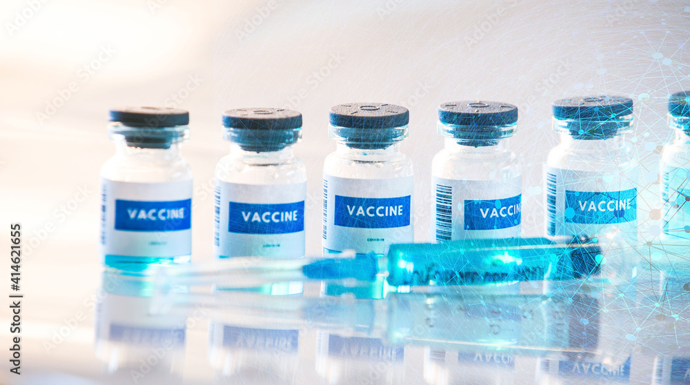 Different types of Covid vaccine bottles medical background Stock Photo ...