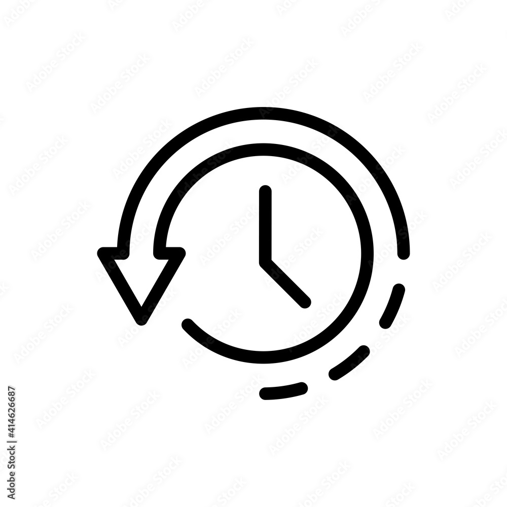 Time in reverse icon. Back and return symbol. Clock sign with arrow ...