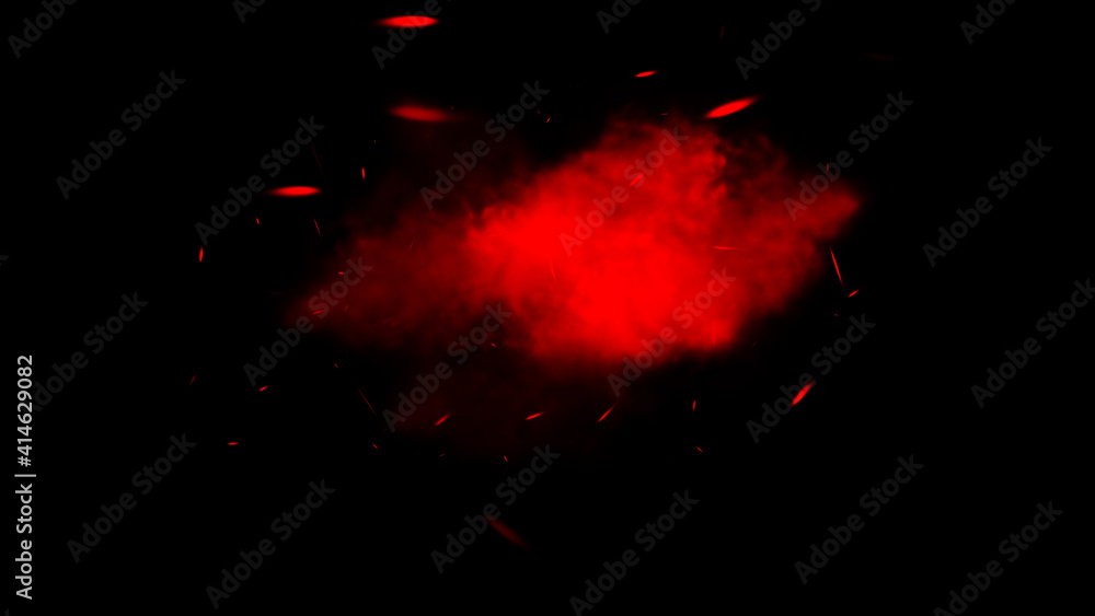 Perfect red fire particles embers sparks on isolated black background ...