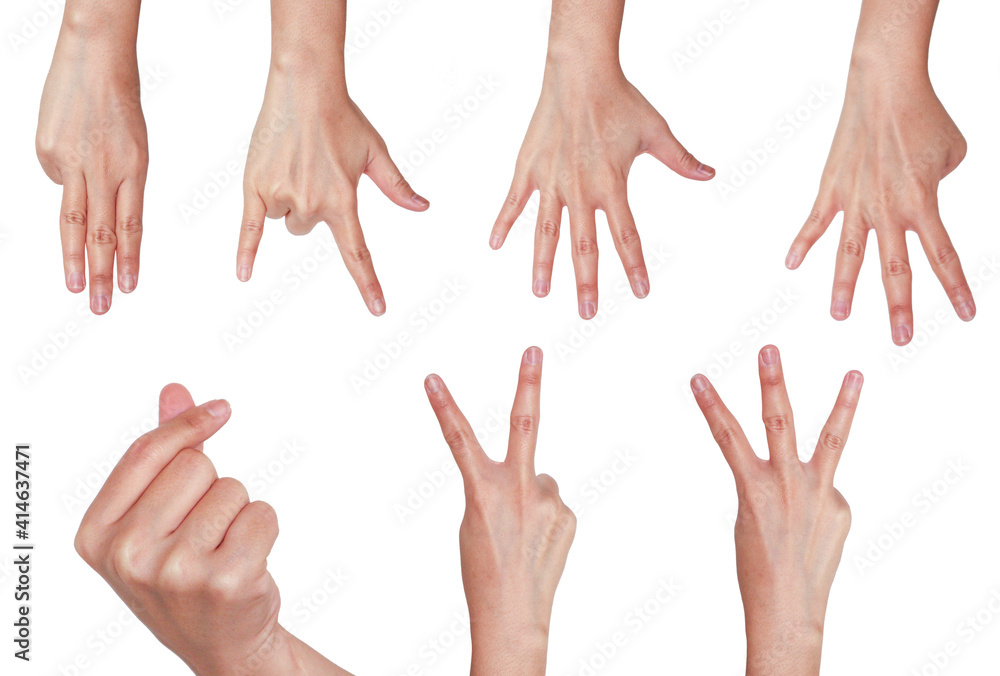 Hand Signals , Set of different gestures hand 1 Stock Photo | Adobe Stock