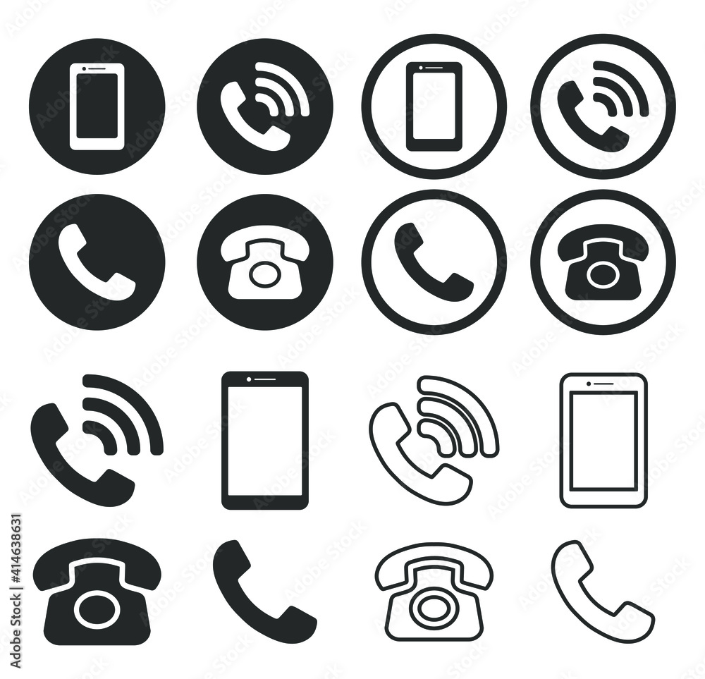 Phone icon symbol set. Smartphone, Old phone logo sign shape collection ...